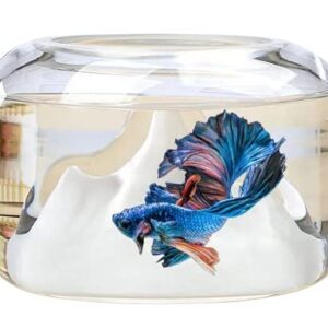 Glass Fishbowl Small Snow Mountain Goldfish Aquarium 5.9" Mini Fish Tank,Cool Design