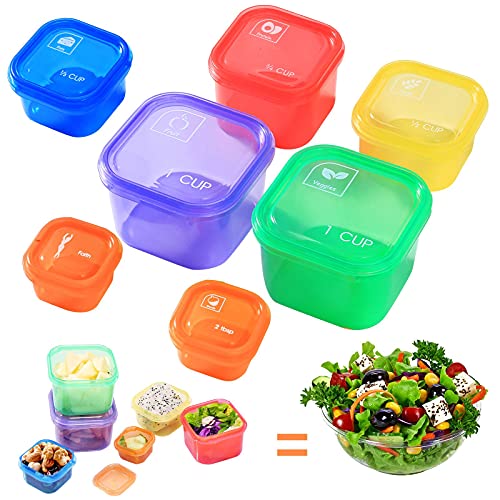 Portion Control Container Kit,21 Day Fix Containers And Food Plan,Multi Color Coded Containers,Meal Prep System Storage Containers,BPA Free Weight Loss Food Containers For Double Diet Plan (Square 7PCS)