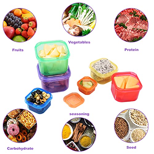 Portion Control Container Kit,21 Day Fix Containers And Food Plan,Multi Color Coded Containers,Meal Prep System Storage Containers,BPA Free Weight Loss Food Containers For Double Diet Plan (Square 7PCS)