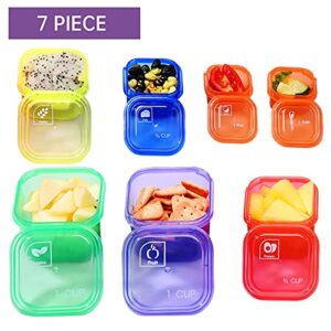 Portion Control Container Kit,21 Day Fix Containers And Food Plan,Multi Color Coded Containers,Meal Prep System Storage Containers,BPA Free Weight Loss Food Containers For Double Diet Plan (Square 7PCS)