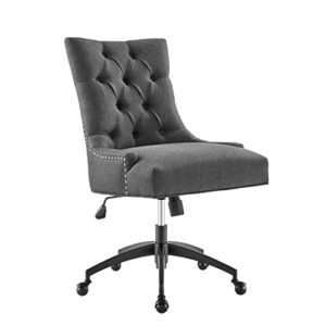 modway regent tufted fabric swivel office chair in black gray