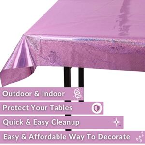 Plastic Disposable Tablecloth - 2-Pack Purple Tablecloth Disposable Purple Plastic Table Cloth - 40" x 108" Purple Plastic Table Cloths for Parties Disposable - Pink & Purple Disposable Tablecloths