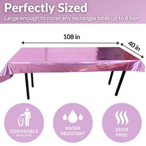 Plastic Disposable Tablecloth - 2-Pack Purple Tablecloth Disposable Purple Plastic Table Cloth - 40" x 108" Purple Plastic Table Cloths for Parties Disposable - Pink & Purple Disposable Tablecloths