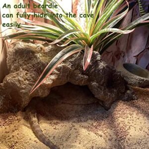 RunXF Reptile Simulation Rock Hideouts Cave Amphibian Hides Resin Habitat Decor Shelter for Gecko Leopard Lizards Toad Turtle (Large), grey