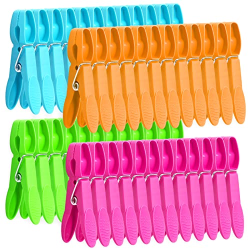 48 Pack Colorful Plastic Clothespins, Heavy Duty Laundry Clothes Pins Clips Pegs, Drying Line Pegs Small Colored Clothes Pins for Outdoor, Clothesline Crafts Picture Clips Food Package Clips