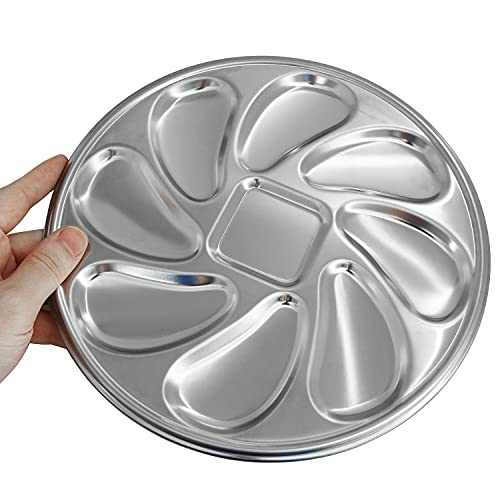 BLLNDX Oyster Tray 9inch/23cm Stainless Steel Oyster Shell Shaped Kitchen Oyster Dinner Plate Serving Seafood Server Plate Clam Oyster Serving Grilling Pan