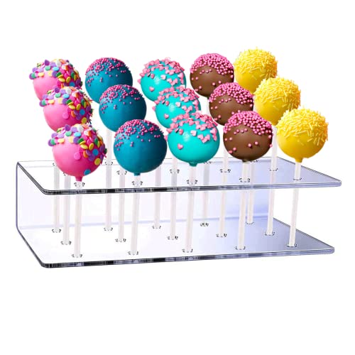 Aongch Cake Pop Display Stand 15 Hole Clear Acrylic Cake Pop Stand Lollipop Stand Holder Display for Weddings Baby Showers Birthday Party Halloween Christmas Candy Decorative