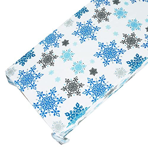 3Pcs Christmas Snowflake Tablecloth Table Cover Snowflakes Winter Plastic Tablecloth Winter Wonderland Decorations Scandinavian Snowflakes Table Cover for Christmas, Frozen Theme Party Supplies