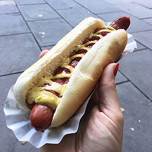 White Paper Hot Dog Tray Medium Weight 6"- Hamburger Serving Dish Disposable Fluted Hotdog Boats - Breakfast Sausage Trays Picnic Plates - Hotdog Container Cart Accessories (Pack of 250)