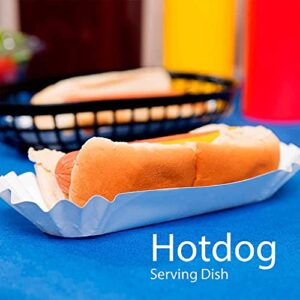 White Paper Hot Dog Tray Medium Weight 6"- Hamburger Serving Dish Disposable Fluted Hotdog Boats - Breakfast Sausage Trays Picnic Plates - Hotdog Container Cart Accessories (Pack of 250)