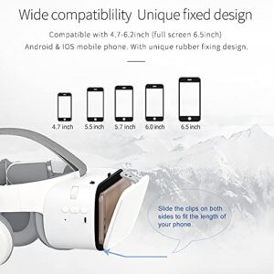 Virtual Reality Headset for Phones VR Headset with Remote Control 3D Glasses for Movies & Games Bluetooth VR Glasses with Wireless Headset for iPhone/ Samsung Compatible for iOS / Android (White)