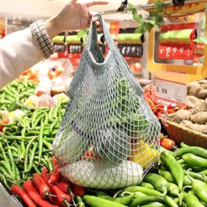 RETong Organic 100 percent Cotton Reusable Washable Mesh Grocery Produce Bags For Fruit and Veggies (blue), Medium