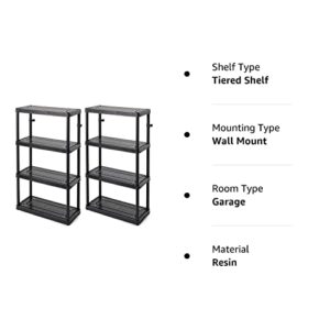 Gracious Living 14'' x 32'' x 54.5'' 4-Shelf Fixed Height Ventilated Medium Duty Shelving Unit for Home, Garage, Basement, Laundry, Black (2 Pack)