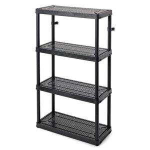 Gracious Living 14'' x 32'' x 54.5'' 4-Shelf Fixed Height Ventilated Medium Duty Shelving Unit for Home, Garage, Basement, Laundry, Black (2 Pack)