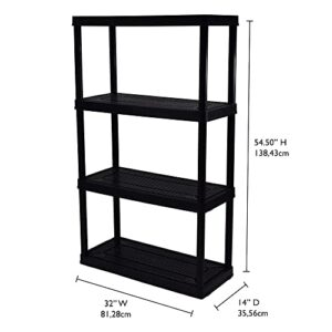 Gracious Living 14'' x 32'' x 54.5'' 4-Shelf Fixed Height Ventilated Medium Duty Shelving Unit for Home, Garage, Basement, Laundry, Black (2 Pack)