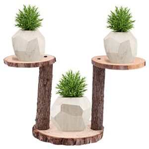 yardwe wood cupcake stand 3 tier tree bark server for meats cheeses crackers round plant stand cake display riser candle holder wedding birthday centerpiece decor 12cm 17cm