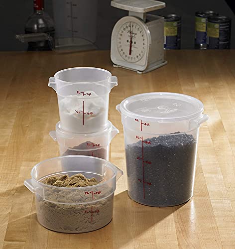 Lumintrail Cambro 2 Quart Round Food Storage Container, Translucent, with a Translucent Lid, Bundle with a Measuring Spoon Set