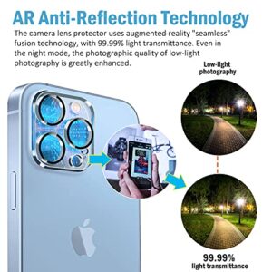 QHOHQ [3 Pack] Tempered Glass Camera Lens Protector for iPhone 13 Pro 6.1" ＆ iPhone 13 Pro Max 6.7", 9H Hardness, Ultra HD, Anti-Scratch, Easy to Install, Case Friendly [Does not Affect Night Shots]