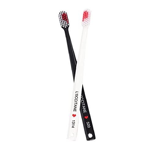 Froiny 2pcsSet Couple Toothbrush Black and White Tooth Brushes Heart Shaped Toothbrush Adult Soft Bristle Toothbrush, One Size