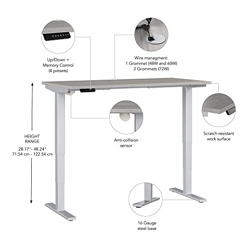 Bush Business Furniture Move 40 Series Electric Height Adjustable Standing Desk, 72W x 30D, Platinum Gray