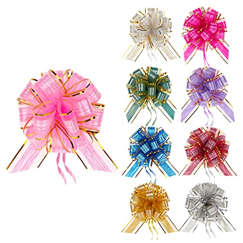 Pull Bows for Gifts Basket Christmas Wrapping Ribbons and Bow Large Bows for Cars A8-9pcs-Multi