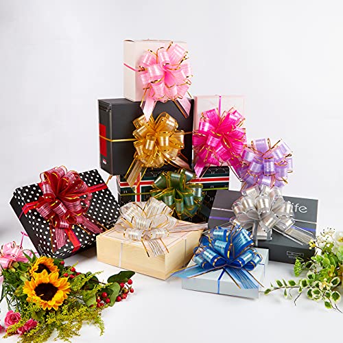 Pull Bows for Gifts Basket Christmas Wrapping Ribbons and Bow Large Bows for Cars A8-9pcs-Multi