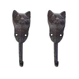 brandname rrruo rustic heavy duty hook cat head coat hooks decoration for keys towel bags hat coat home wall mounted hook hardware 2 pieces（brown）