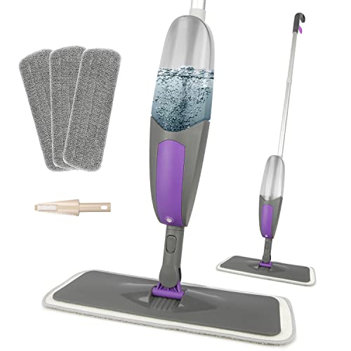 Spray Mop for Floor Cleaning - HOMSIER Microfiber Floor Mops Wet Dry Flat Mop with 550ML Refillable Bottle 3 Washable Pads Replacement, Dust Mop for Wooden Laminate Tile Marble Kitchen Hard Floors