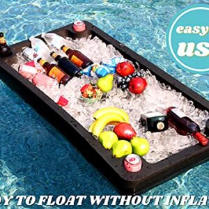 Polar Whale Large Floating Bar Table Serving Buffet Tray Drink Holders Swimming Pool Beach Party Float Breakfast Lounge Refreshment Durable Black Foam UV Resistant with Cup Holders 24 x 24 Inches