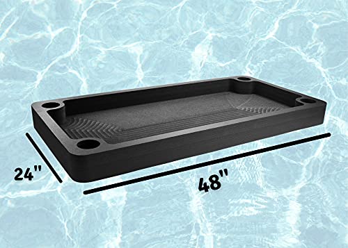 Polar Whale Large Floating Bar Table Serving Buffet Tray Drink Holders Swimming Pool Beach Party Float Breakfast Lounge Refreshment Durable Black Foam UV Resistant with Cup Holders 24 x 24 Inches