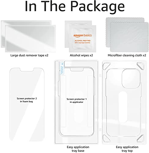 Amazon Basics Premium Smartphone Tempered Glass Screen Protector for iPhone 13, iPhone 13 Pro