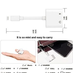 CHAOPAI [Apple MFi Certified] 2 Pack Dual Lightning iPhone Headphones Adapter & Splitter Dongle 4 in 1 Music+Charge+Call+Volume Control Compatible for 13/12/11/XS/XR/8/7/6