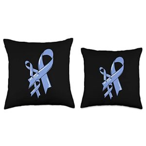 Stomach Cancer Awareness Cancer Ribbons Stomach Cancer Awareness Ribbon Blue Fighter Gastric Chemo Throw Pillow, 16x16, Multicolor