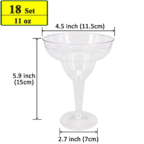 Belinlen 18 Count 11oz Clear Hard Plastic Margarita Glasses/Party Cups Wedding Parties Cocktail Cups