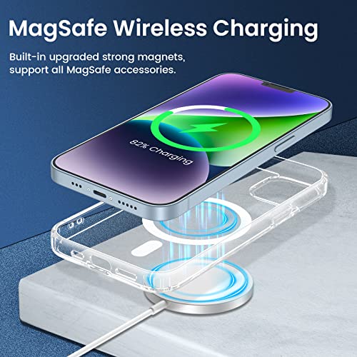 VEGO Clear Case Compatible with iPhone 13 Case & iPhone 14 Case, Magnetic Case with Built-in Magnets Compatible with MagSafe, Crystal Clear Slim Soft TPU Cover for iPhone 13 / iPhone 14 6.1" - Clear