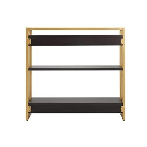 Leick Home 70008-BLKGD Mixed Metal and Wood Slatted Bookshelf, Black/Gold