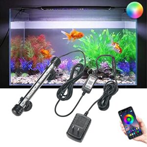 docean aquarium lighting fish tank light with app control, rgb color changing, with timer 9 leds, 7 inch/18cm, for aquarium/fish tank