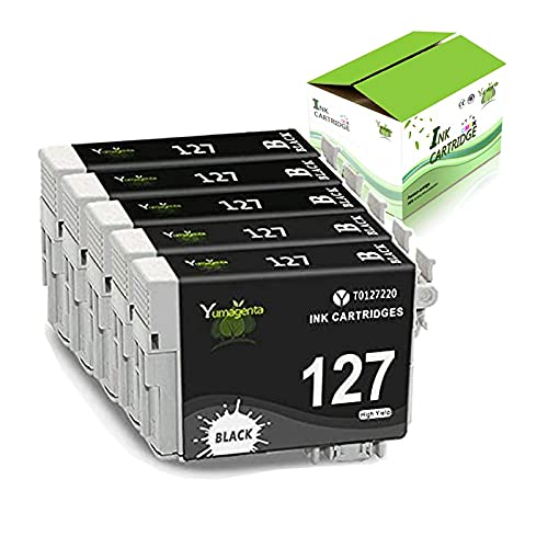 Yumagenta Remanufactured Ink Cartridge Replacement for 127 T127 Ink for WF-3540 WF-3520 WF-3530 WF-7010 WF-7510 WF-7520 NX530 NX625 Workforce 60 545 630 633 635 645 840 845 Printer (Black) (T127-B5)