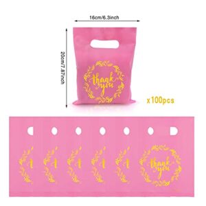 TOSPARTY Plastic Thank You Merchandise Bags Party Present Bags Candy Cookie Treat Bags for Birthday Party Baby Shower Wedding Christmas Retirements