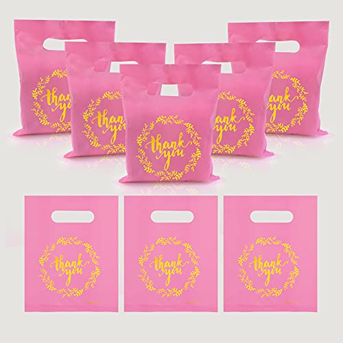 TOSPARTY Plastic Thank You Merchandise Bags Party Present Bags Candy Cookie Treat Bags for Birthday Party Baby Shower Wedding Christmas Retirements