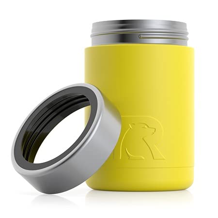 RTIC Can Cooler with Splash Proof Lid, 12 oz, Sunflower, Stainless Steel, Sweat Proof, Vacuum-Insulated, Keeps Hot & Cold Longer, Made for Standard Size Cans