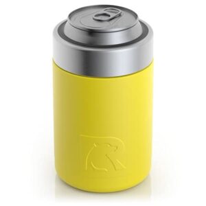 RTIC Can Cooler with Splash Proof Lid, 12 oz, Sunflower, Stainless Steel, Sweat Proof, Vacuum-Insulated, Keeps Hot & Cold Longer, Made for Standard Size Cans