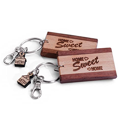 DaringCut New Home Keychain Gift Housewarming Gifts for New Homeowner House Key Chain New Home Key Rings 2 Pcs Home Sweet Home Brown Pack of 2