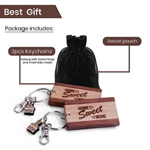 DaringCut New Home Keychain Gift Housewarming Gifts for New Homeowner House Key Chain New Home Key Rings 2 Pcs Home Sweet Home Brown Pack of 2