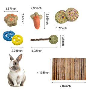 Kunze Land Rabbit Toys, 12 Pcs Timothy Hay Balls Rabbit Chew Toys, Guinea Pig Toys for Grinding Teeth Promote Gastrointestinal Health, Natural Wood Apple Sticks Hamster Hideout