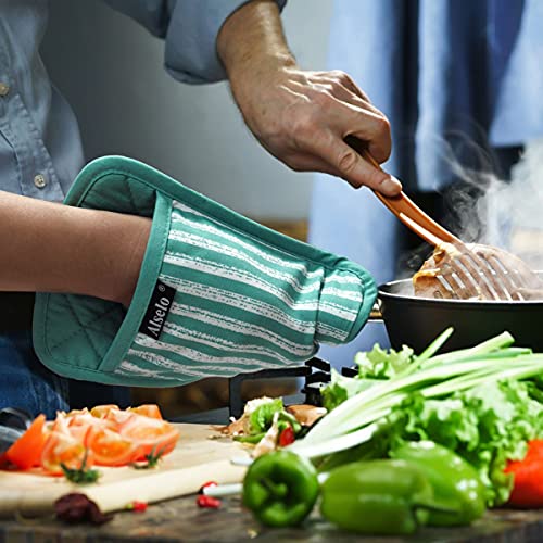 Alselo Silicone Pot Holders Set of 3 Heat Resistant & Non Slip Potholders, Professional Oven Hot Pads with Pockets Mitts for Kitchen Cooking Baking Barbecue