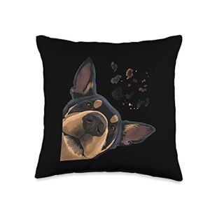 australian kelpie gifts funny curious dog australian kelpie throw pillow, 16x16, multicolor