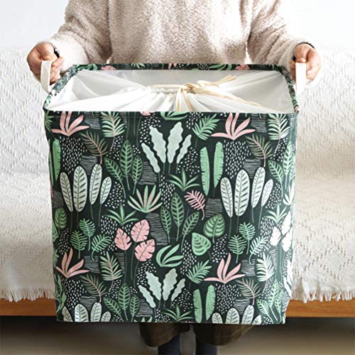 DOITOOL Laundry Baskets, 1pc Cotton and Linen Dirty Laundry Basket Fabric Folding Storage Basket Laundry Basket Household Cloth Basket (100L Green Grass)