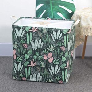 DOITOOL Laundry Baskets, 1pc Cotton and Linen Dirty Laundry Basket Fabric Folding Storage Basket Laundry Basket Household Cloth Basket (100L Green Grass)