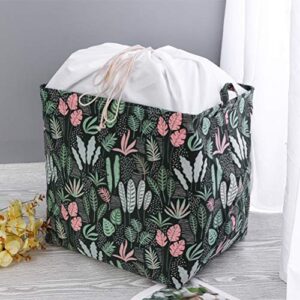 DOITOOL Laundry Baskets, 1pc Cotton and Linen Dirty Laundry Basket Fabric Folding Storage Basket Laundry Basket Household Cloth Basket (100L Green Grass)